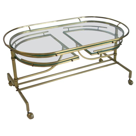 A 1950s Brass and Glass Three Part Coffee Table at 1stDibs