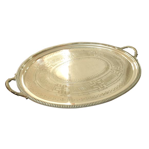SILVER PLATED SERVING TRAY For Sale at 1stDibs