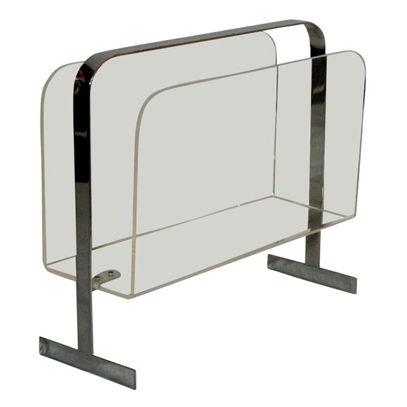 A Modern Lucite and Chrome Magazine Rack at 1stDibs