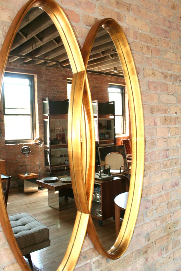 Gilt wood double oval mirror at 1stDibs
