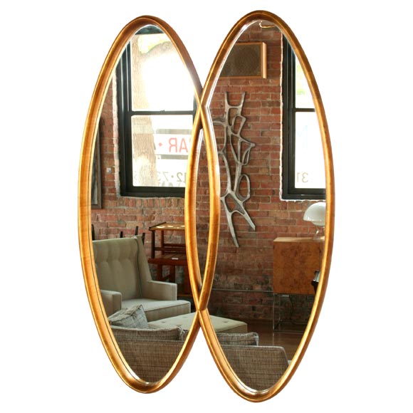 Gilt wood double oval mirror at 1stDibs