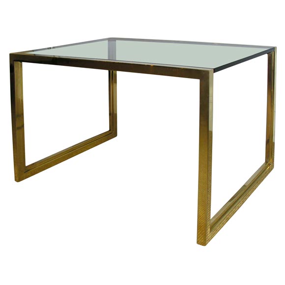 A Pair of Brass and Glass Open Rectangular Formed Low Tables. at 1stDibs