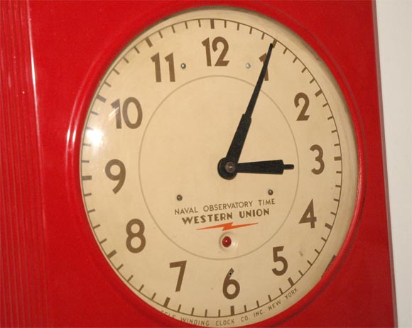Western Union Electric Wall Clock at 1stDibs