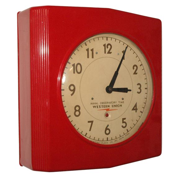 Western Union Electric Wall Clock at 1stDibs