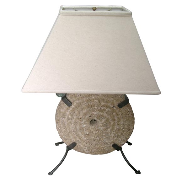 Unusual Lamp Made From Millstone On Iron Base at 1stDibs | unusual lamp ...