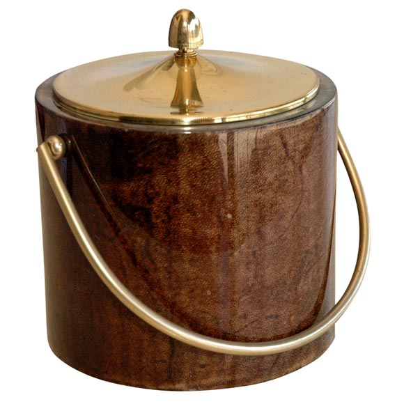 Aldo Tura goat skin parchment ice bucket at 1stDibs