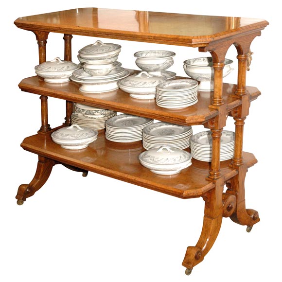 Wavy Oak 3 Tier Server For Sale at 1stDibs