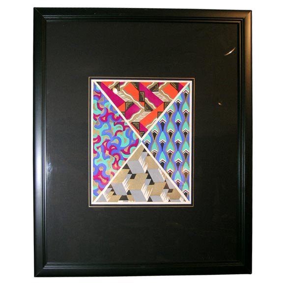 Geometric Silk Screen Print at 1stDibs