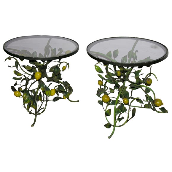 Witty Pair of Italian Tole Tables For Sale at 1stDibs