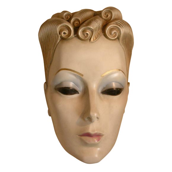 3 ft. Art Deco Sculptural Woman's Face Max Factor - Hollywood at 1stDibs