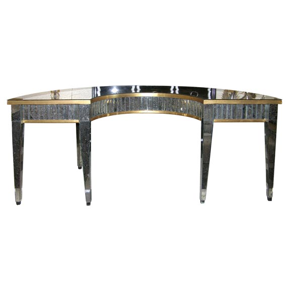 Rare Antique Mirrored Demilune Cocktail Table at 1stDibs