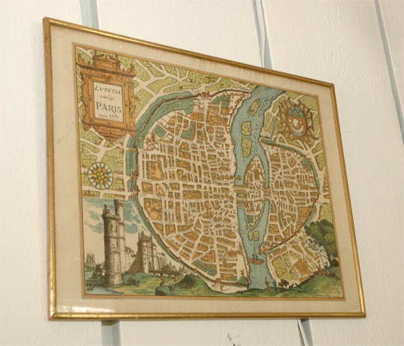 A Vintage Illustrated Map of Paris at 1stDibs