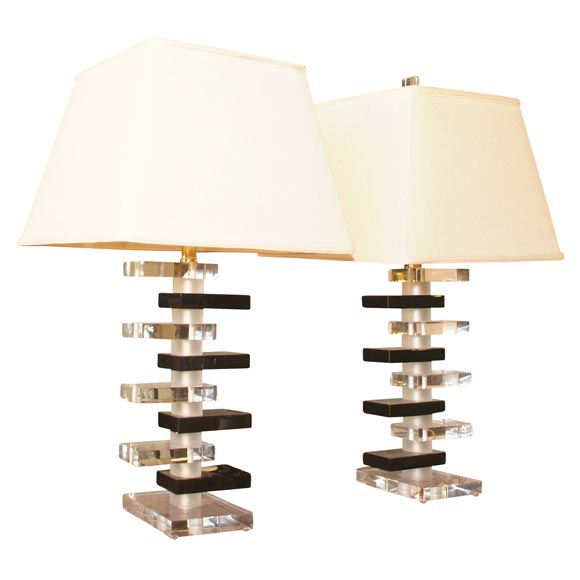 Pair of Mid-Century Modern Lucite Lamps at 1stDibs