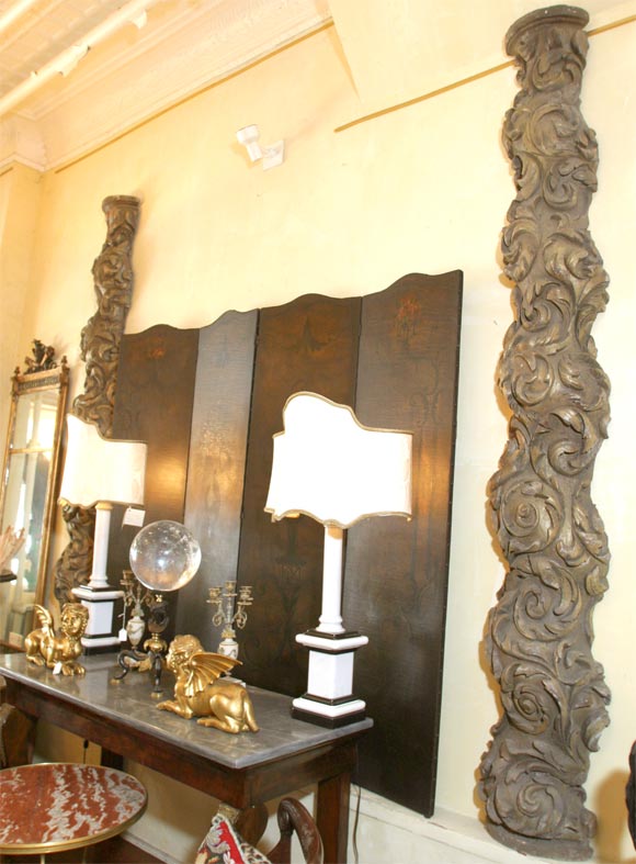 Pair of Twist Carved Half Columns at 1stDibs
