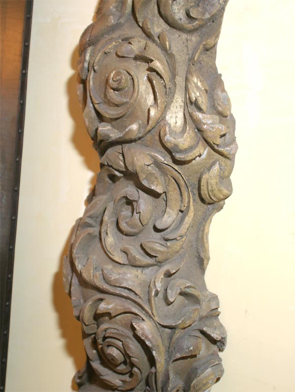 Pair of Twist Carved Half Columns at 1stDibs