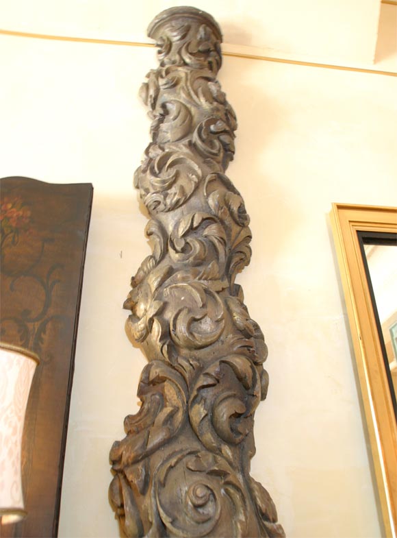 Pair of Twist Carved Half Columns at 1stDibs