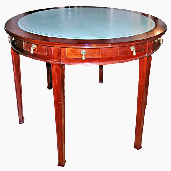 leather top game table at 1stDibs