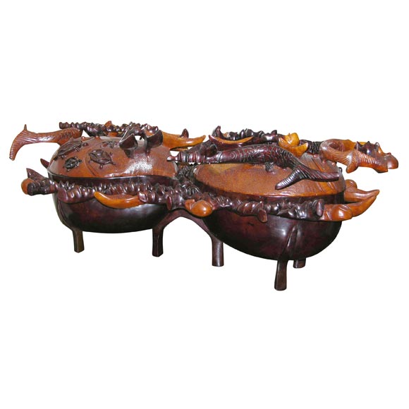 Carved wood "pod" sculpture at 1stDibs