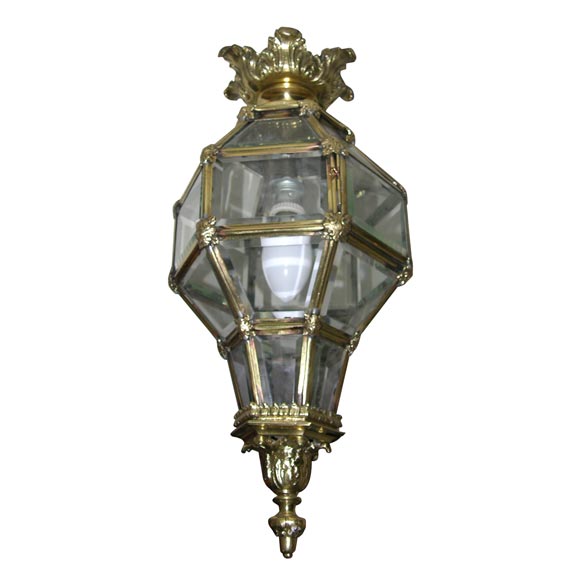 French Bronze Beveled Glass Polygon Lantern at 1stDibs