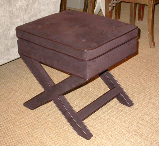 #1422 Pair of upholstered cross-legged stools at 1stDibs