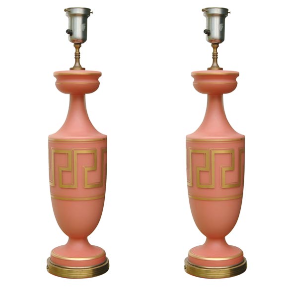 Pair of Greek Key Lamps at 1stDibs