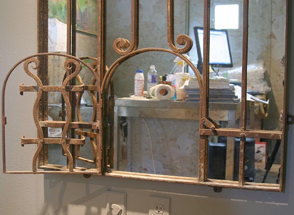 Italian Wrought Iron Garden Gate Mirror at 1stDibs | mirrored garden gate