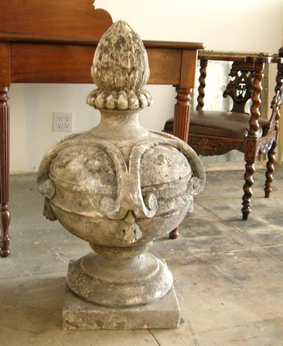 Italian 19th C. Pair of Stone Garden Finials at 1stDibs