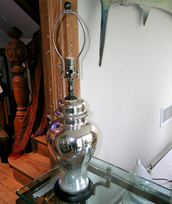 Pair of Mercury Glass Bell Jar Lamps at 1stDibs