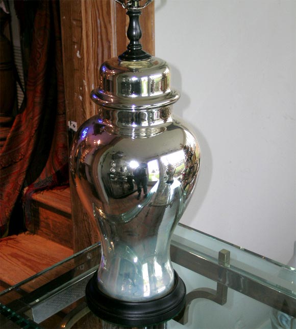 Pair of Mercury Glass Bell Jar Lamps at 1stDibs
