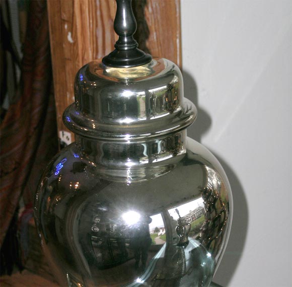 Pair of Mercury Glass Bell Jar Lamps at 1stDibs