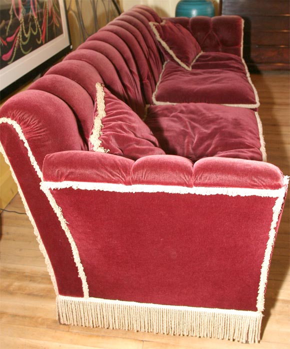 deep red mohair velvet sofa at 1stDibs