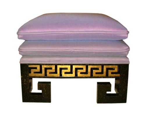 #1326 Asian inspired ottoman with gilt Greek key decoration at 1stDibs