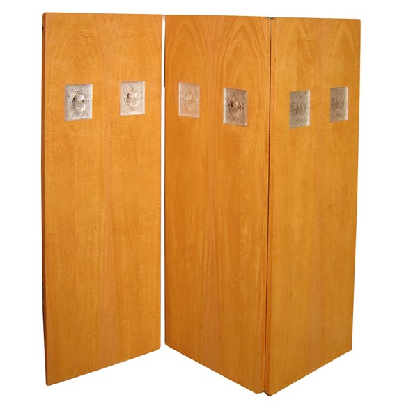 Handsome Three-Panel Screen by Marc Lalique For Sale at 1stDibs