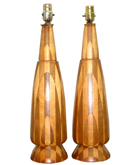 Pair of Pieced Wood Lamps at 1stDibs