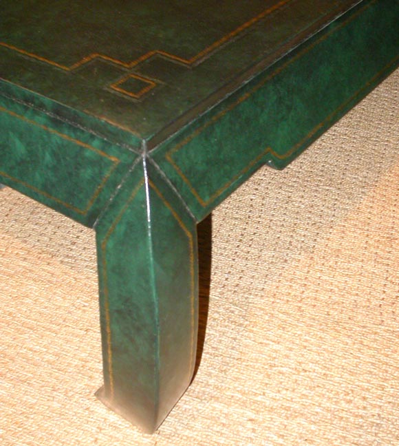 1486 Green leather cocktail table at 1stDibs