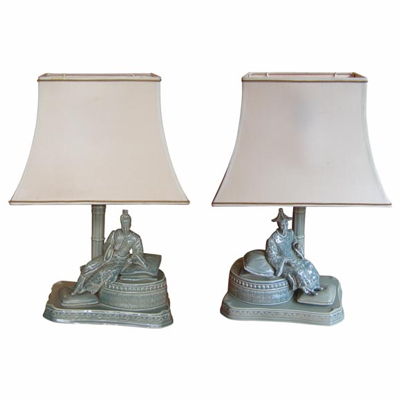 Two Faïence Lamps by Porcellane d'Arte Agostinelli For Sale at 1stDibs