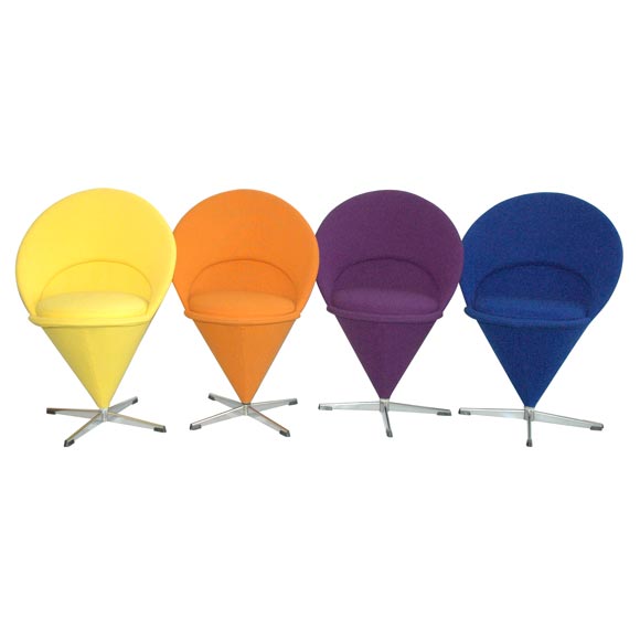 Set of four "Cone Chairs" designed by Verner Panton at 1stDibs