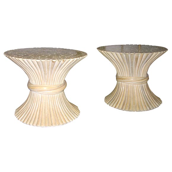 Pair of Bamboo Wheat Motif Tables at 1stDibs