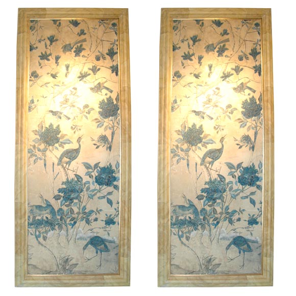 Pair of Chinese wall paper panels at 1stDibs