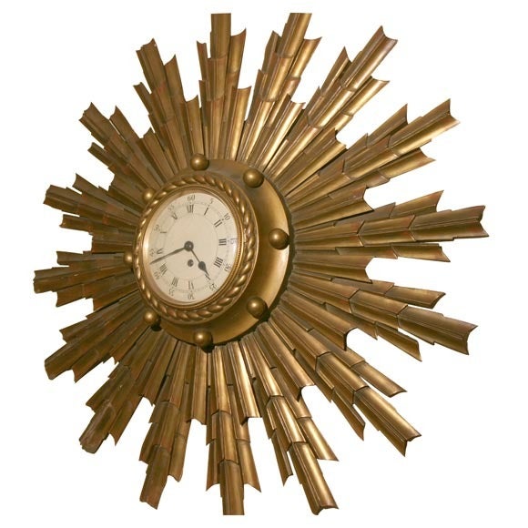 Sunburst Clock For Sale at 1stDibs