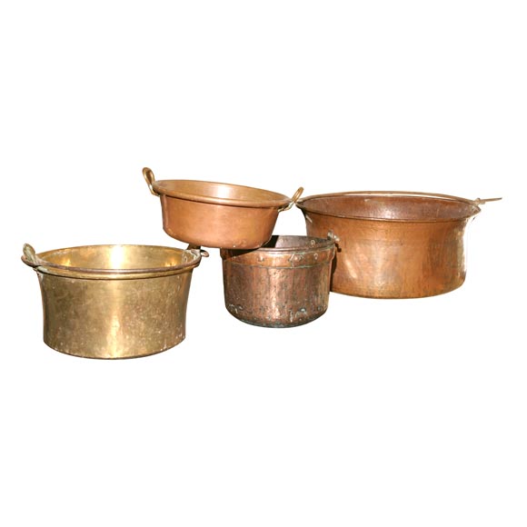 Four Large Pots in Copper or Brass at 1stDibs