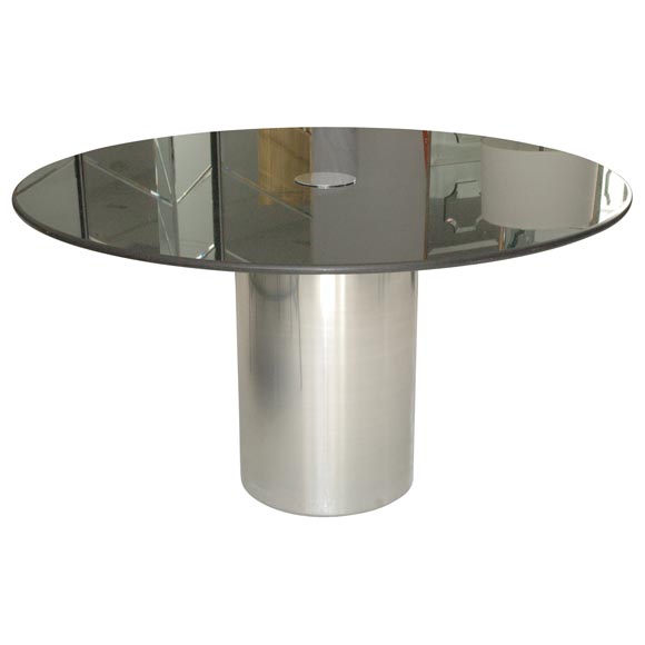 An Absolute Granite and Brushed Metal Round Table at 1stDibs
