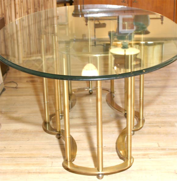 Brass and Glass Dining Table at 1stDibs