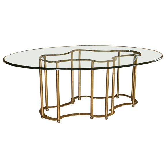 Brass and Glass Dining Table at 1stDibs