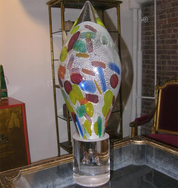 Abstract Art Glass Sculpture in Gem Tones at 1stDibs