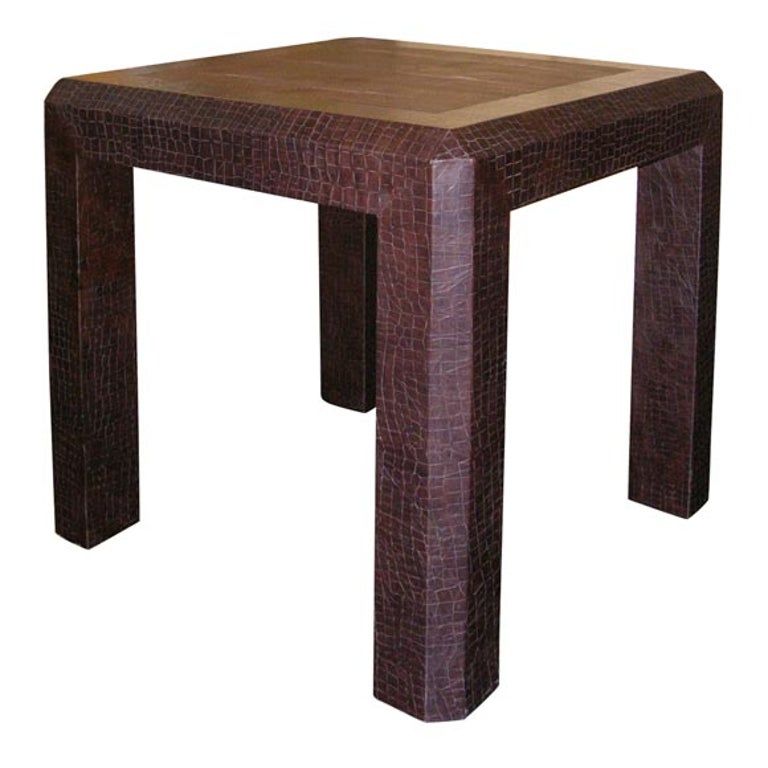 Game Table in Embossed Croc with Shagreen Top by Karl Springer at 1stDibs