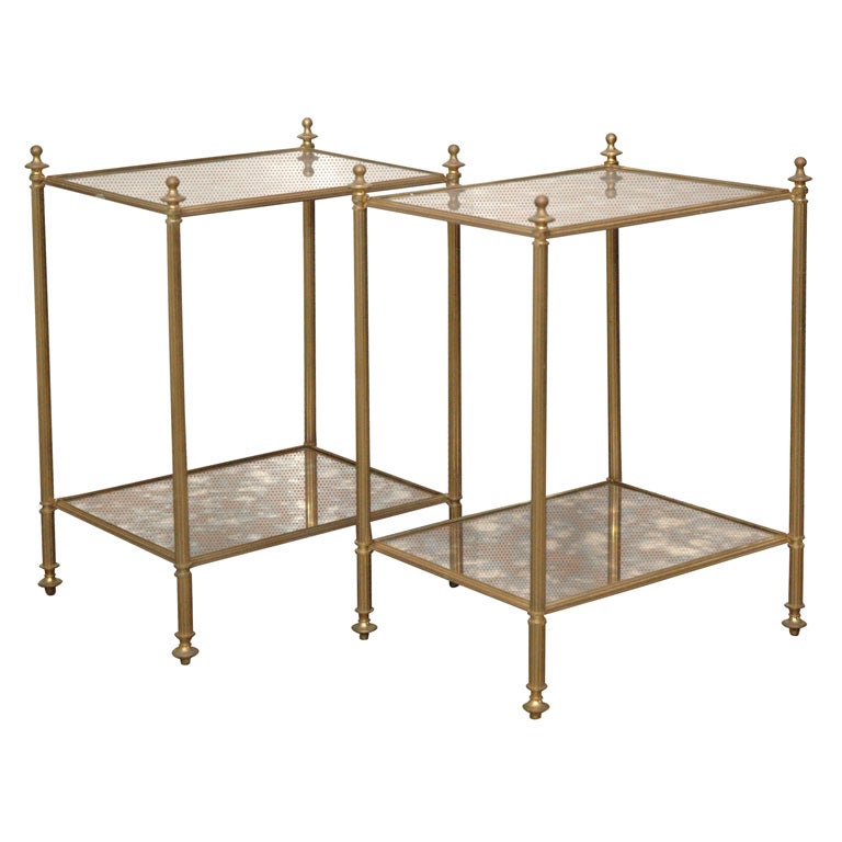 Pair of mirrored tortoise shell side tables at 1stDibs