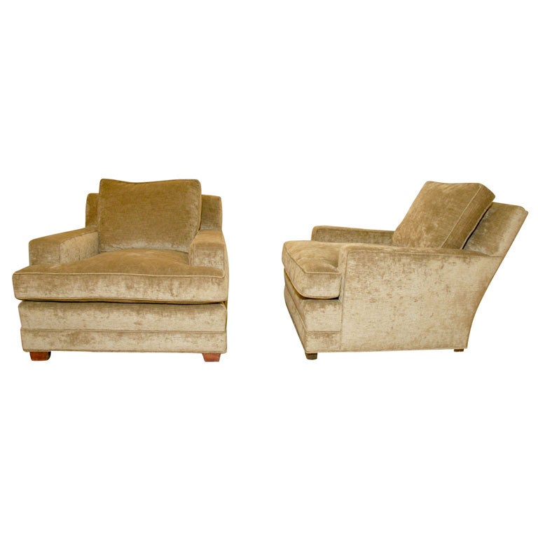 Deep, wide 1940s club chairs at 1stDibs