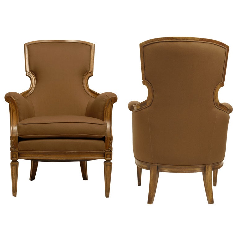 Pair of Vintage High Back Chairs at 1stDibs