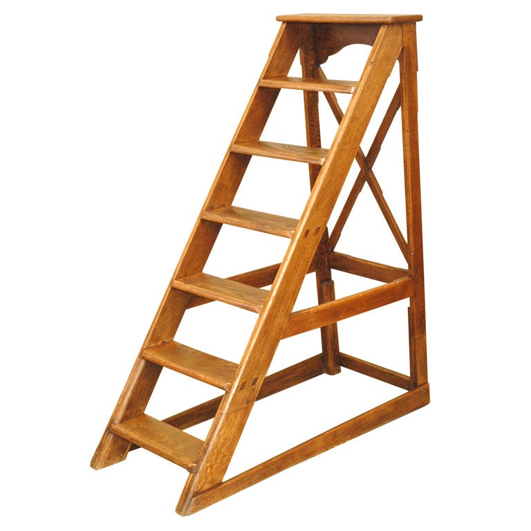 19th Century Oak Library Steps at 1stDibs